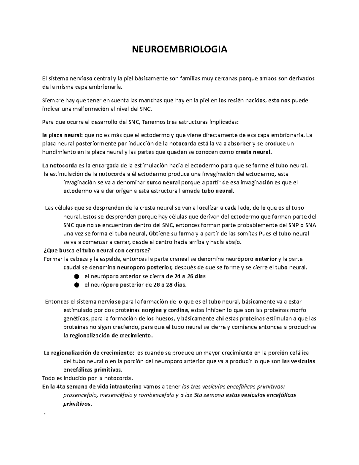 Neuroembriología Completo - NEUROEMBRIOLOGIA El sistema nervioso ...