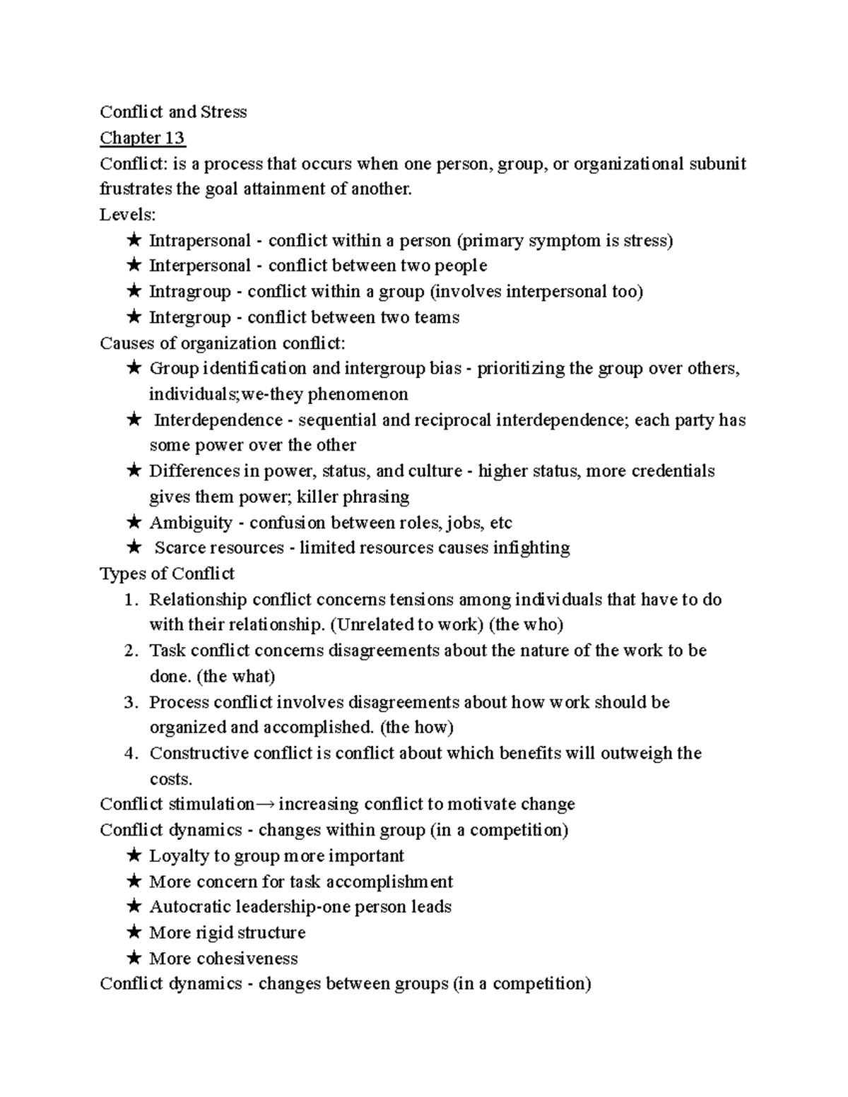 Conflict and Stress - Chapter 13 Study Notes - Studocu