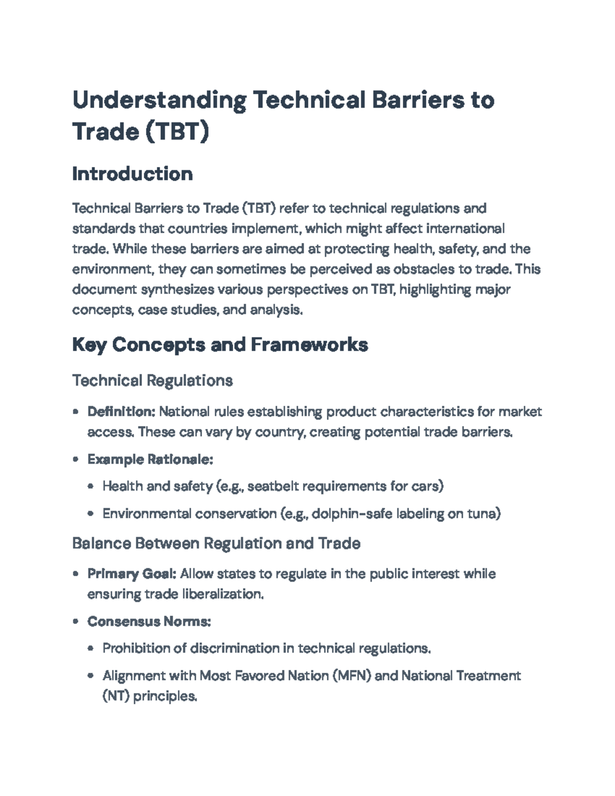 Understanding Technical Barriers to Trade (TBT): Concepts and Cases ...