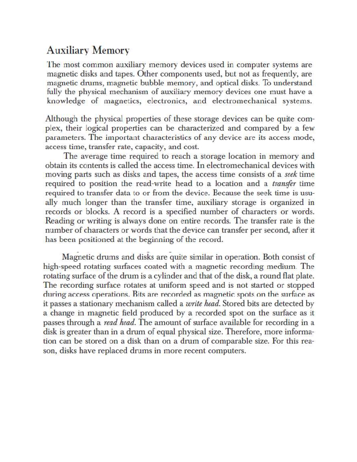 Auxiliary Memory - Key Concepts and Characteristics Notes - Studocu