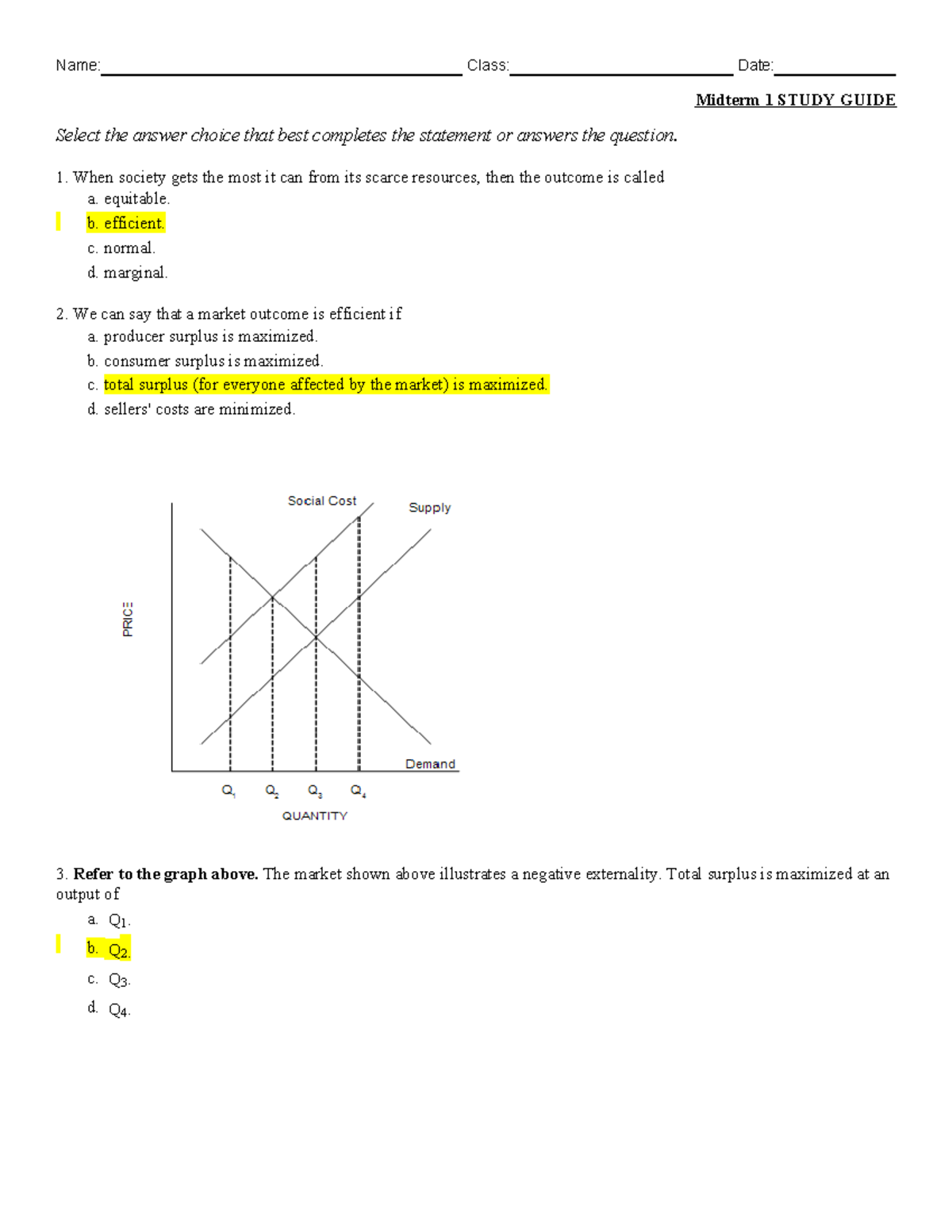 ECO101 Midterm 1 Study Guide: Key Concepts & Practice Questions - Studocu