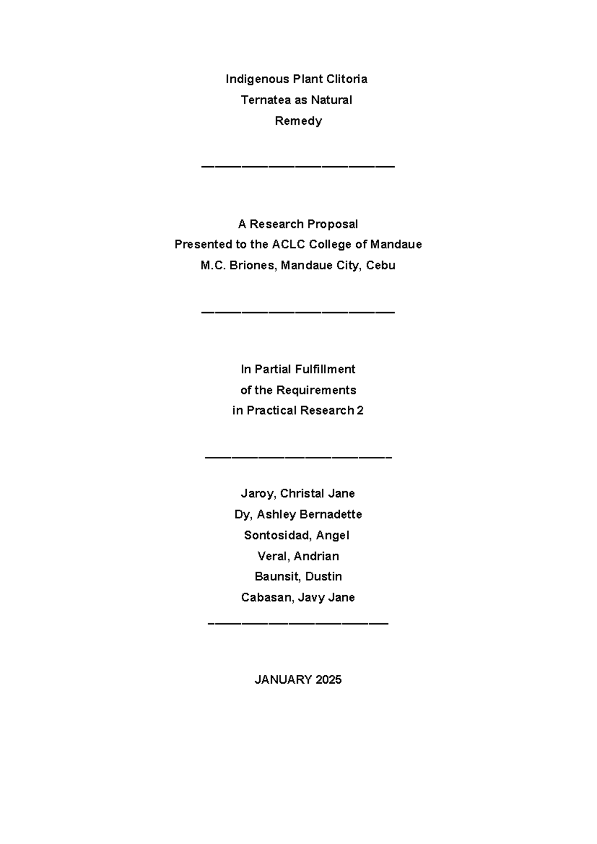 Research Proposal: Clitoria Ternatea as a Natural Remedy in Practical ...