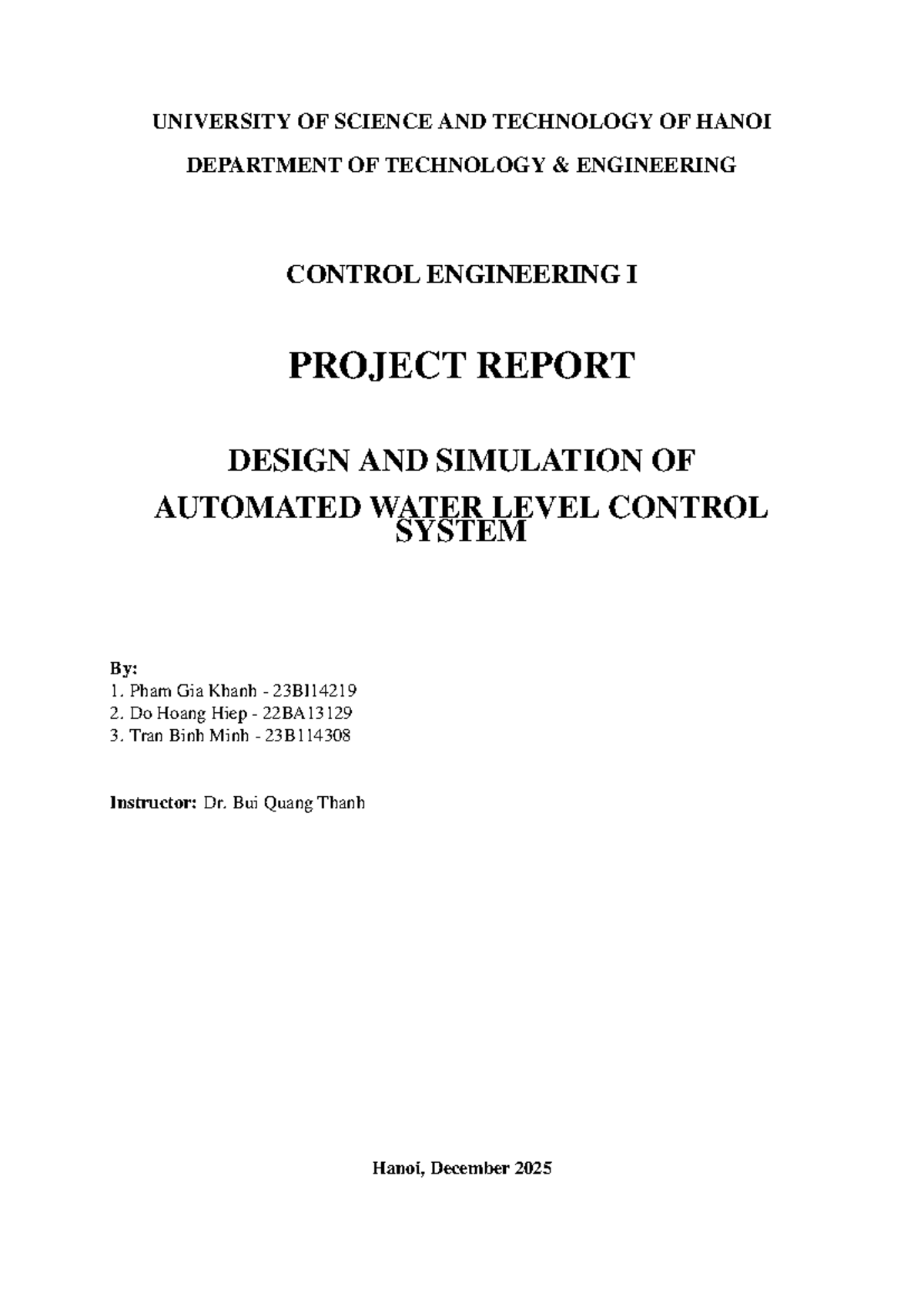Design and Simulation of Automated Water Level Control System ...