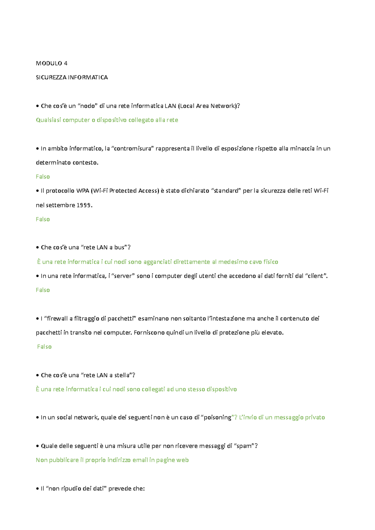 Modulo 4 - Sicurezza Informatica e Reti LAN Eipass - Studocu
