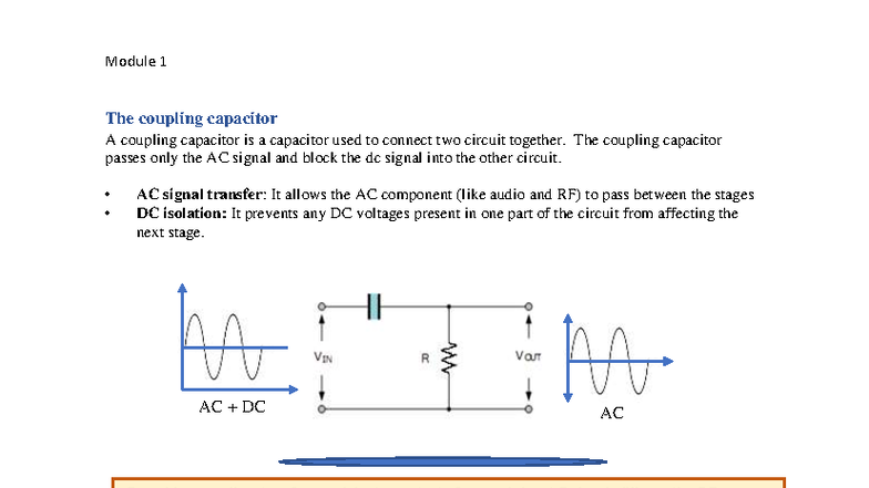 1.3 Coupling Capacitor: AC Signal Transmission & DC Isolation - Studocu