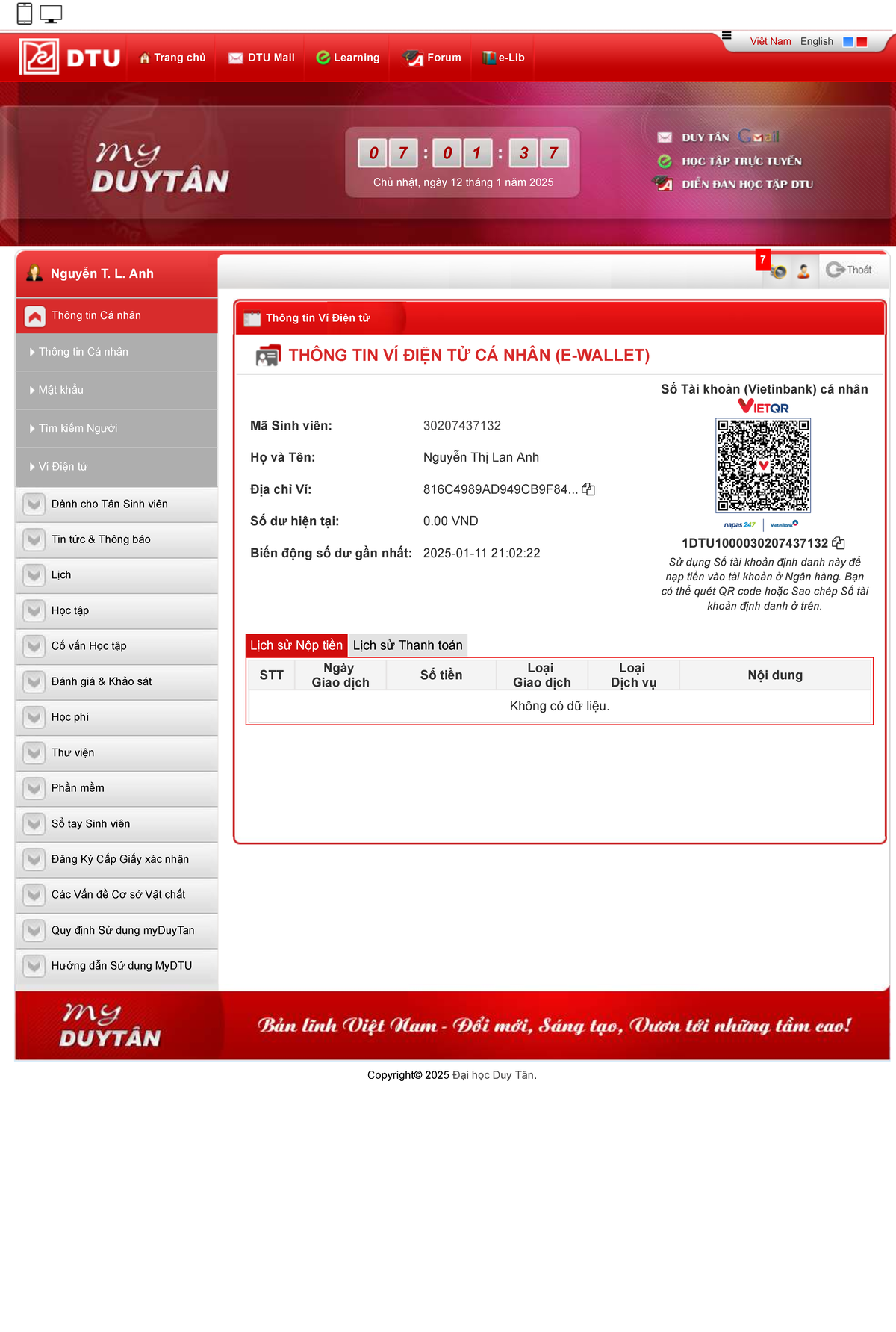 Thông tin Ví Điện Tử Cá Nhân - DTU 2025 - Studocu
