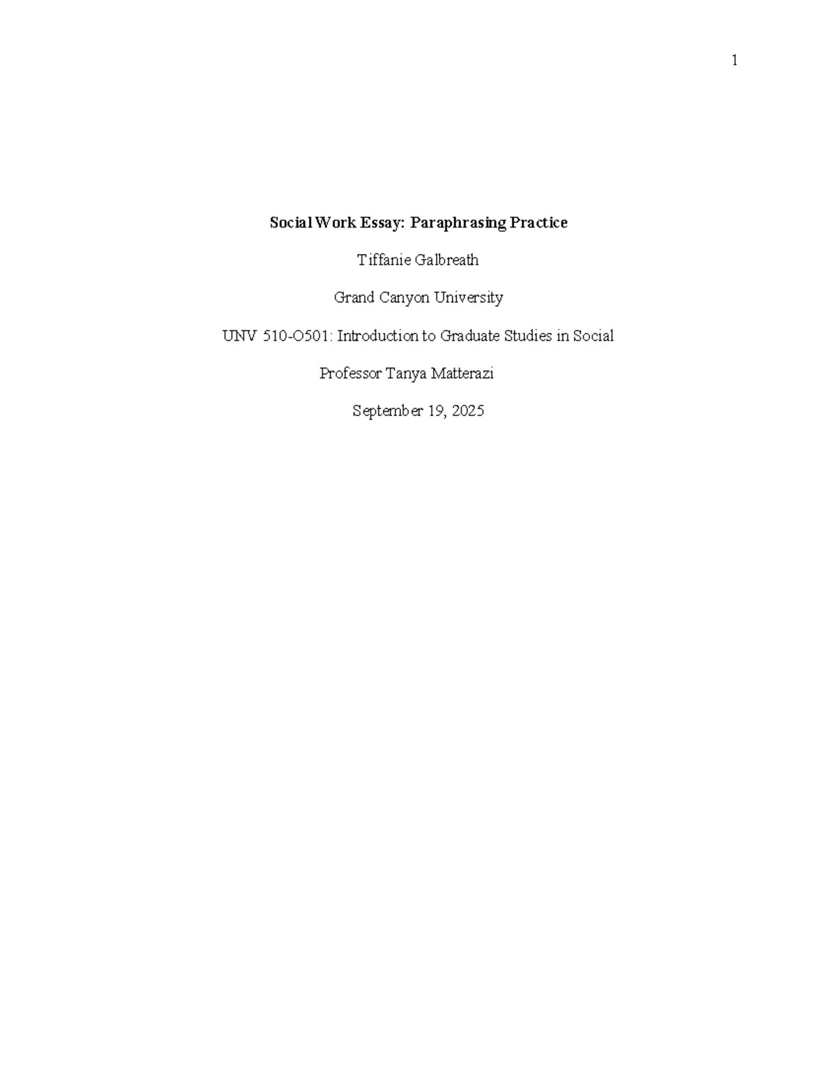 UNV-510 Social Work Essay: Paraphrasing Practice Insights - Studocu