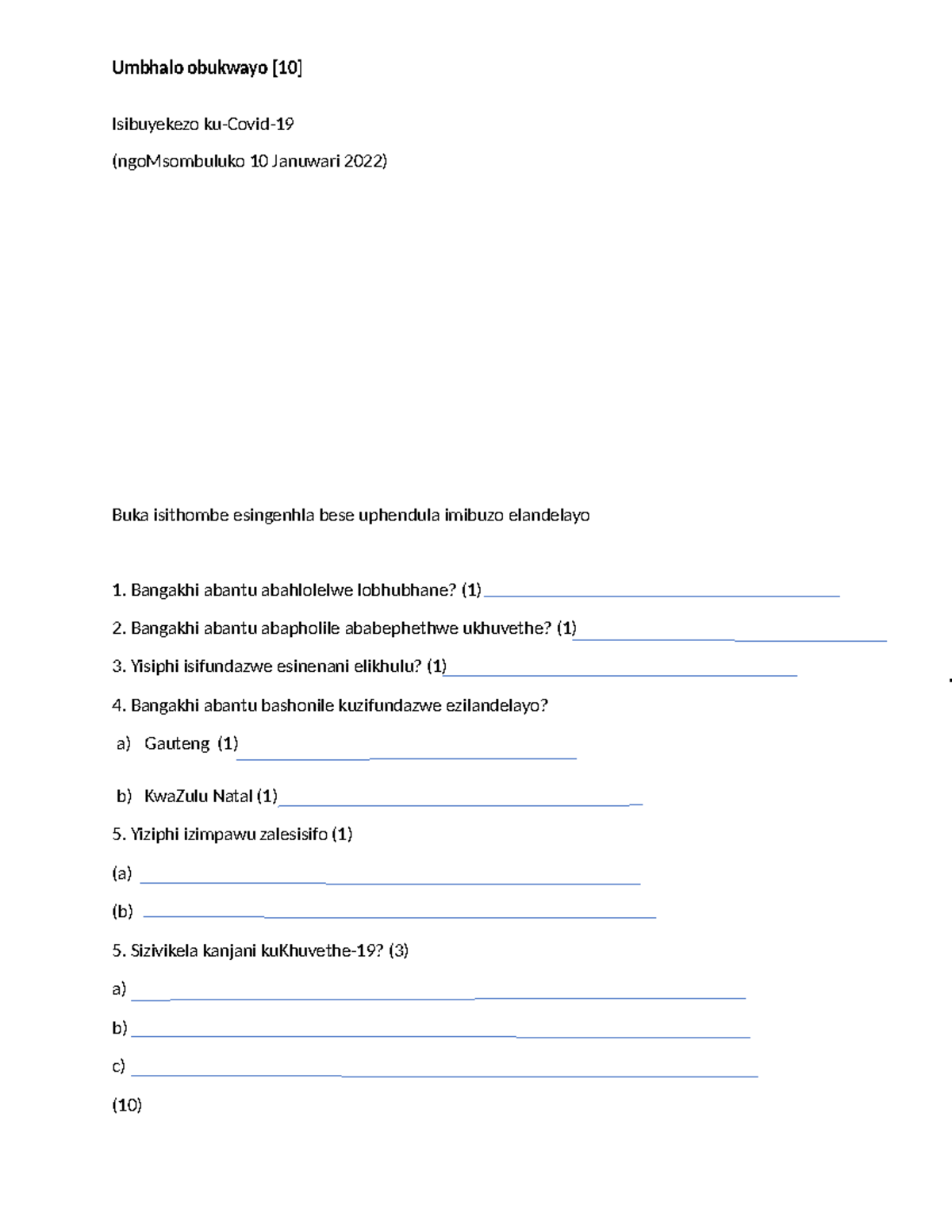 ISi Zulu - These are isiZulu notes - Umbhalo obukwayo [10] Isibuyekezo ...