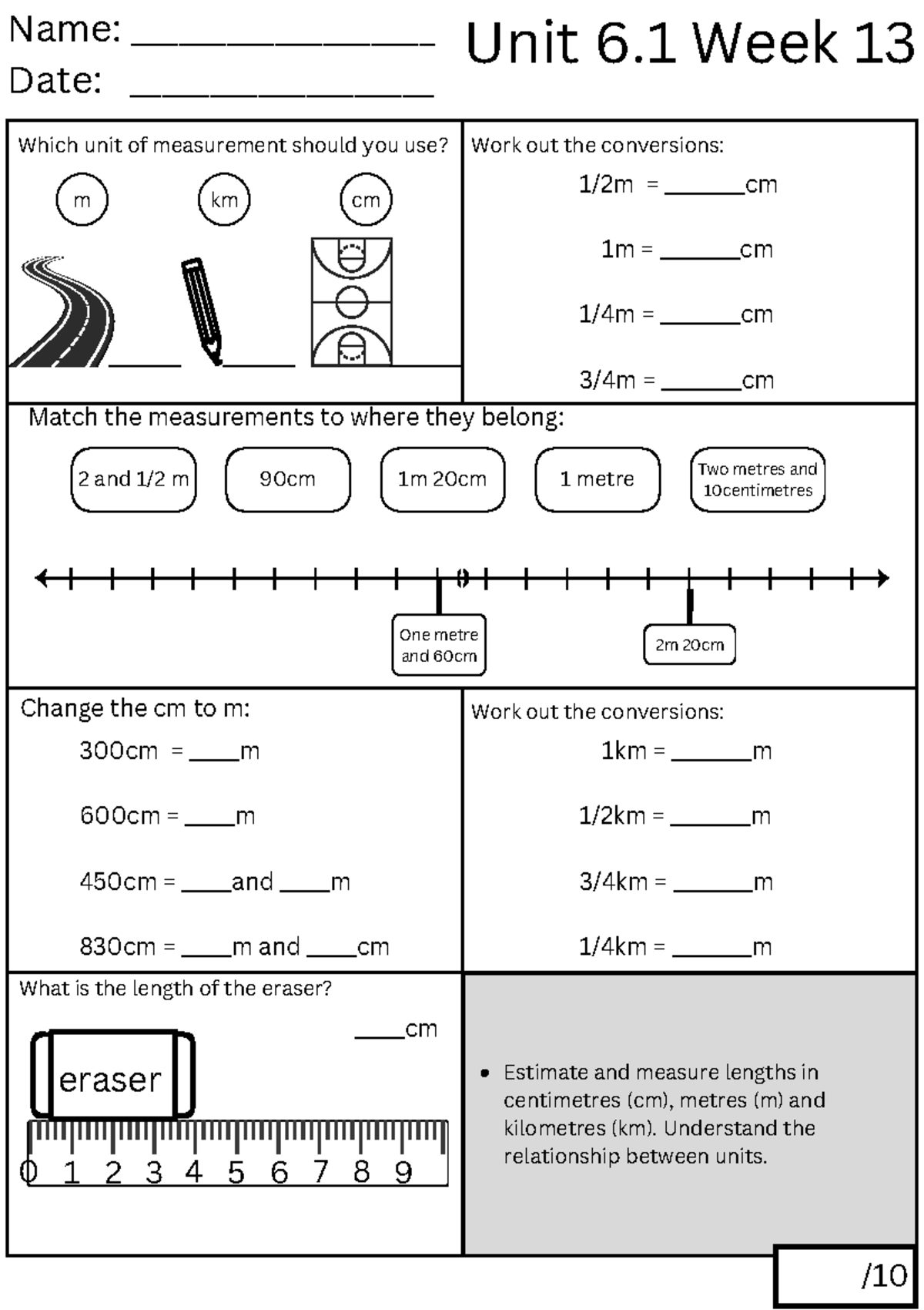 Unit 6.1 Week 13: Measurement Conversions and Length Estimation - Studocu