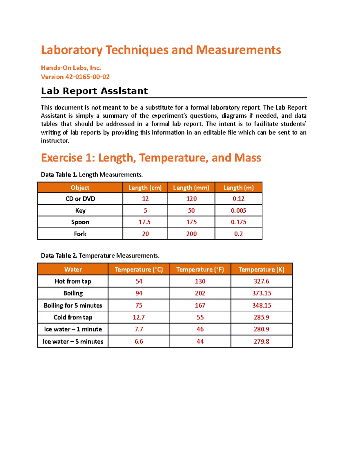 Laboratory Techniques and Measurements - Laboratory Techniques and ...