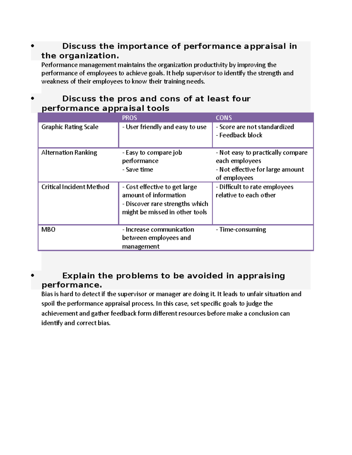 Performance Appraisal Ecercise - 8 - Discuss the importance of ...