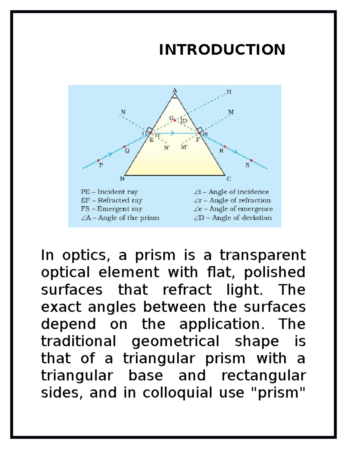 Physics Practical Project: Investigating Refractive Indices with Prisms ...