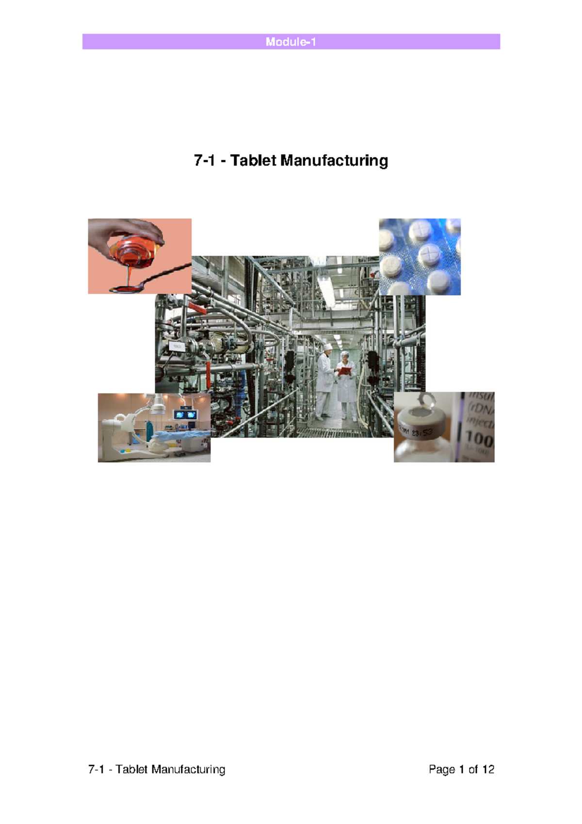 7-1 - Comprehensive Guide to Tablet Manufacturing Processes - Studocu