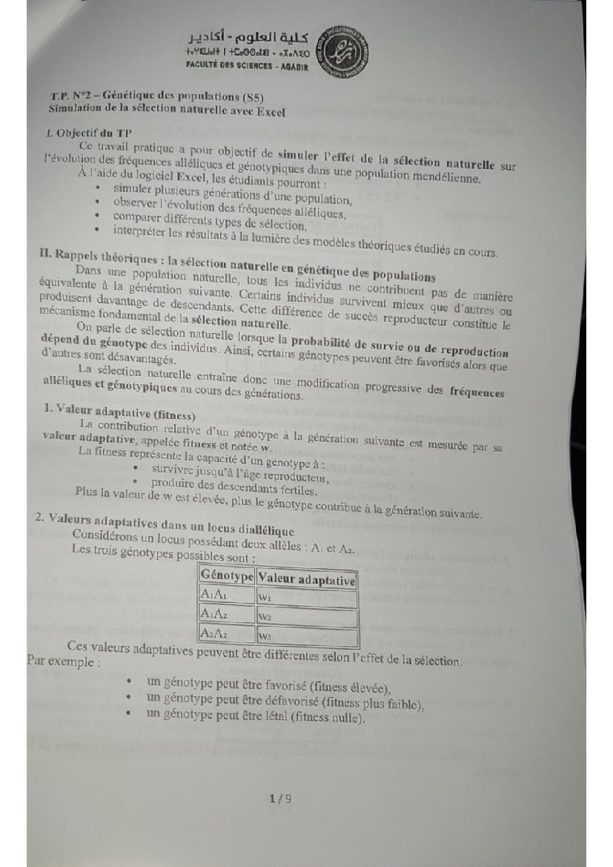 TP2 Génétique des Populations : Simulation de la Sélection Naturelle ...