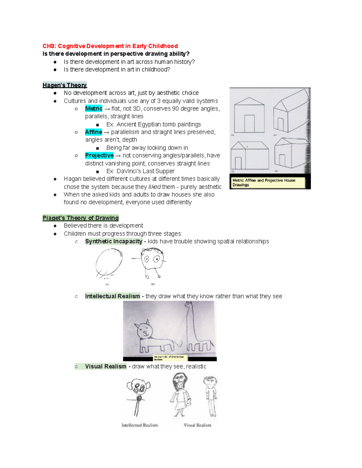 CH8: Cognitive Development & Drawing Skills in Early Childhood - Studocu