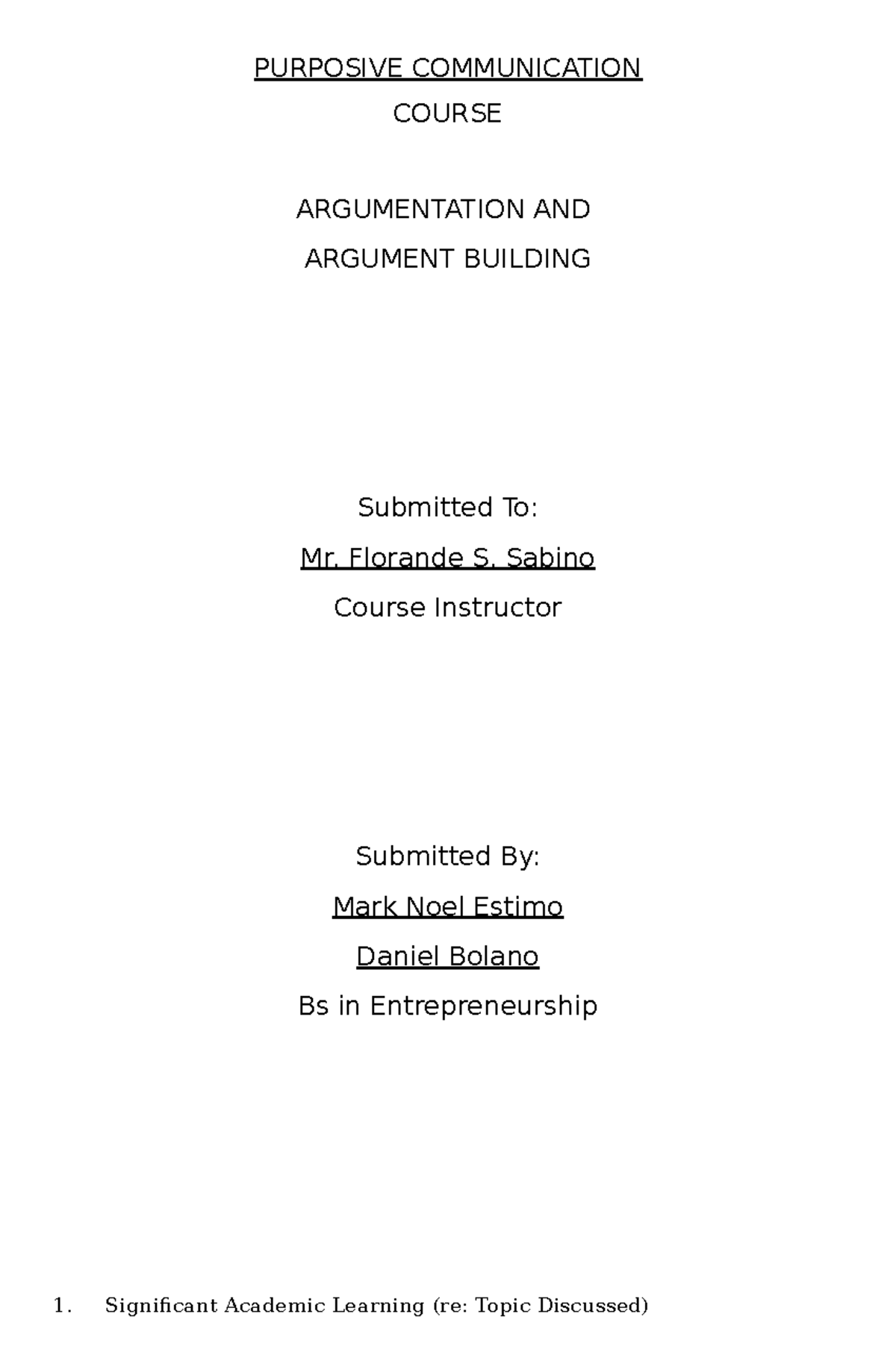 Purposive Communication: Argumentation & Argument Building Guide - Studocu