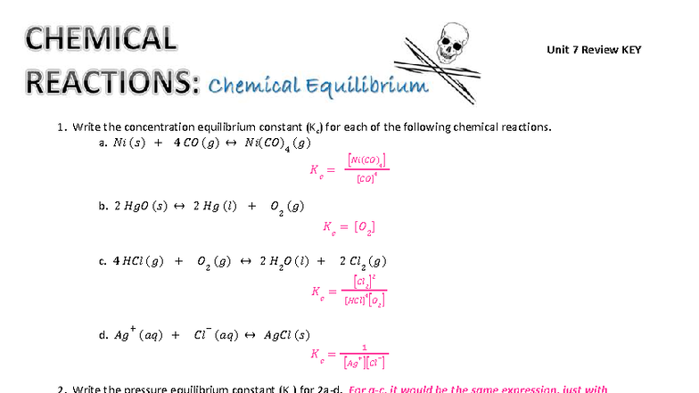 Unit 7 Equilibrium Review KEY - Studocu