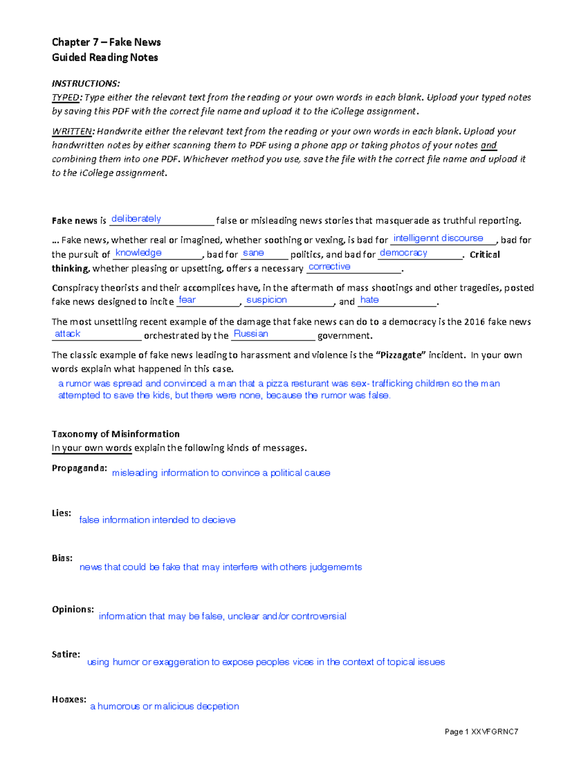 Chapter 7: Guided Reading Notes on Fake News and Misinformation - Studocu
