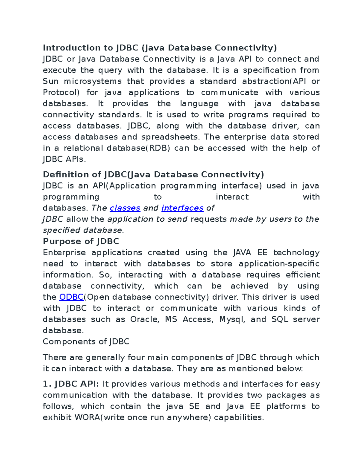 Introduction to JDBC - JDBC - Introduction to JDBC (Java Database ...