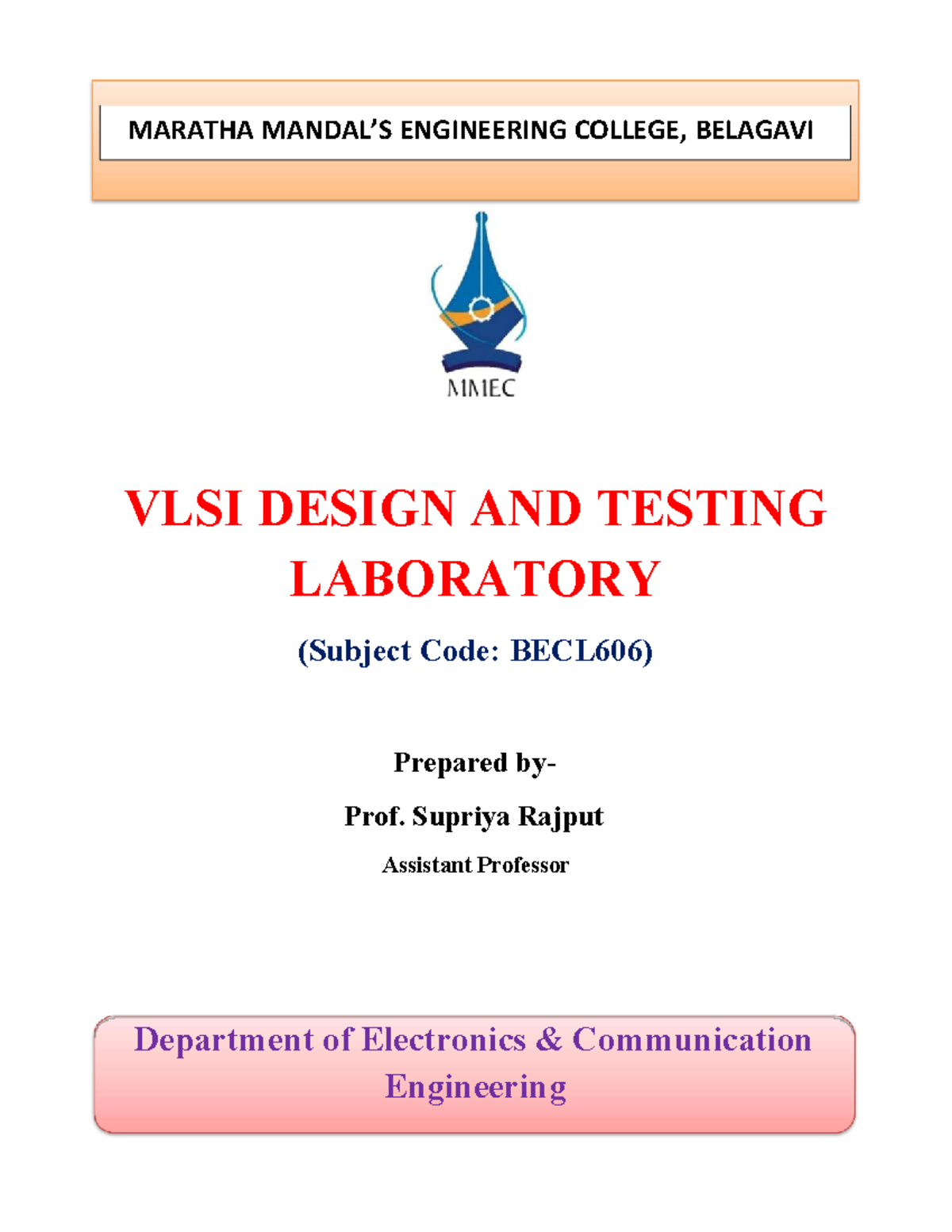 VLSI LAB Manual (2025-26) - BECL606 Design & Testing Guide - Studocu