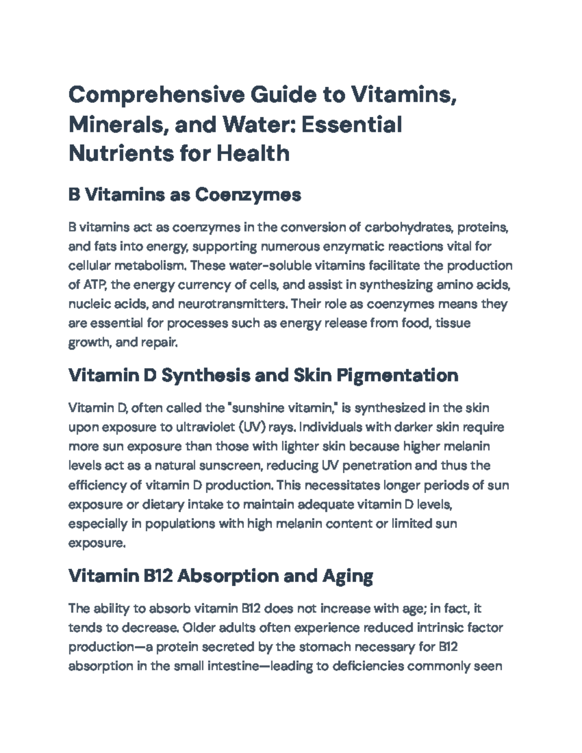 Comprehensive Guide to Essential Nutrients: Vitamins, Minerals, and ...