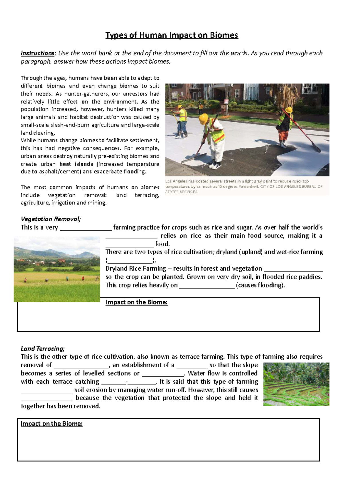 Human Alterations to Biomes: Types and Impacts (Course Code: 4) - Studocu