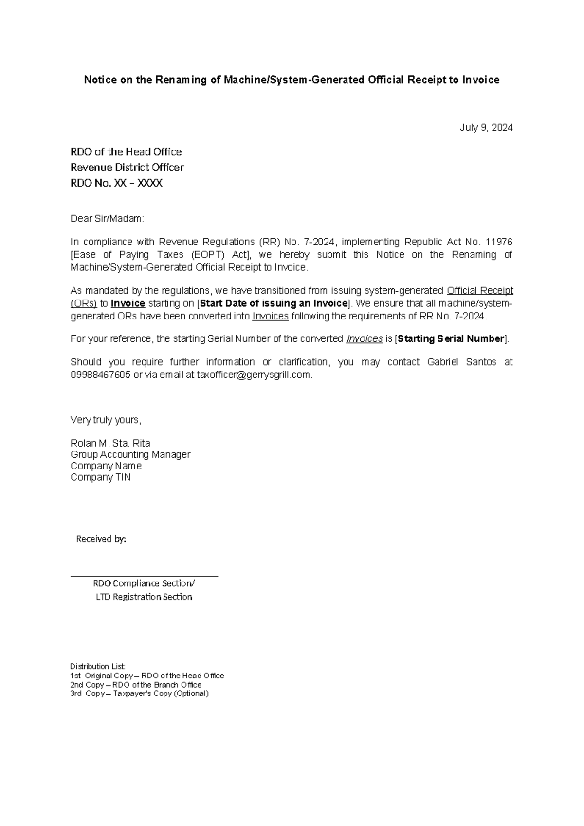 Annex Notice Blank - Notice on the Renaming of Machine/System-Generated ...