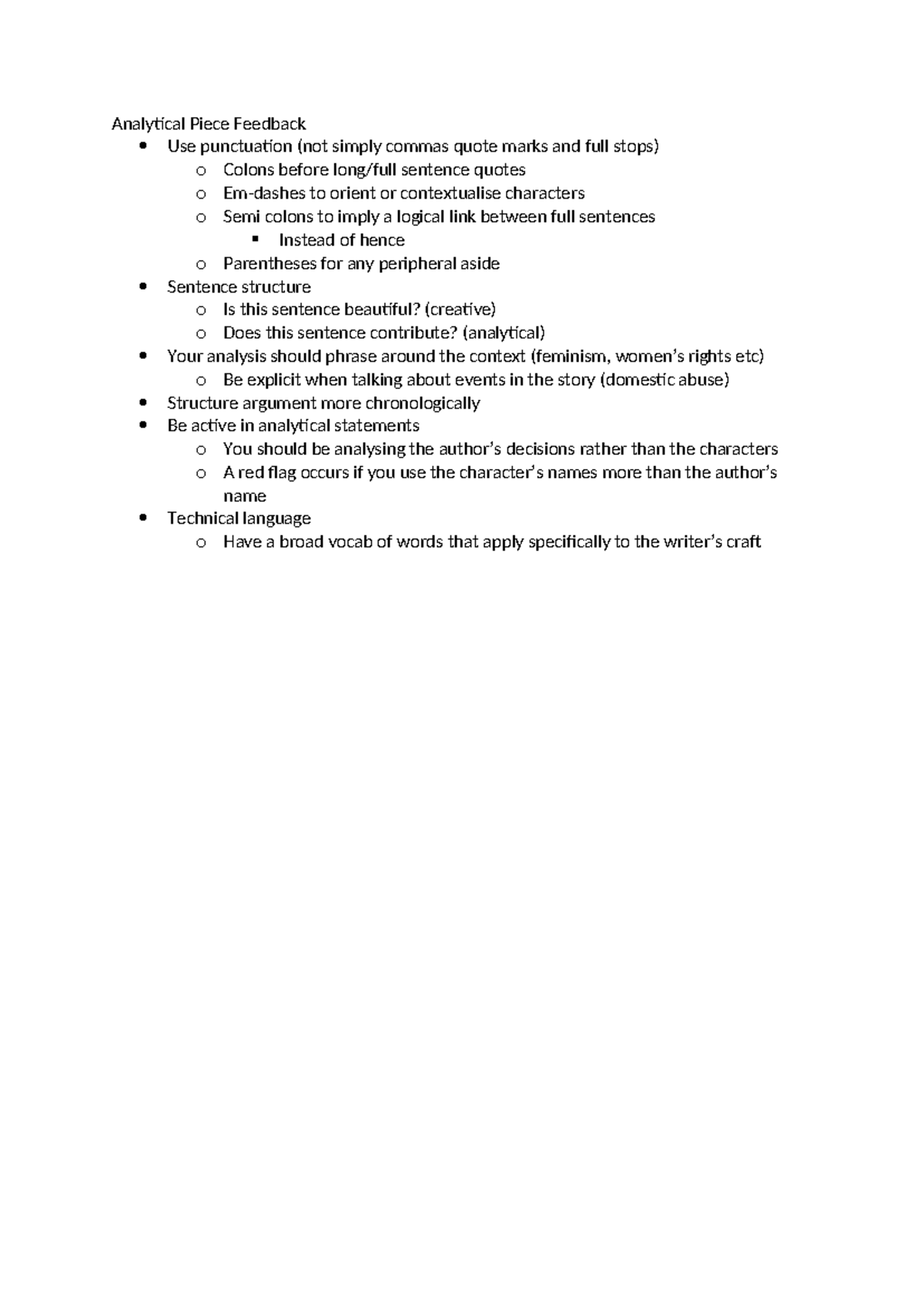 Practise Ext 1 Analytical Feedback Guidelines for Improvement - Studocu