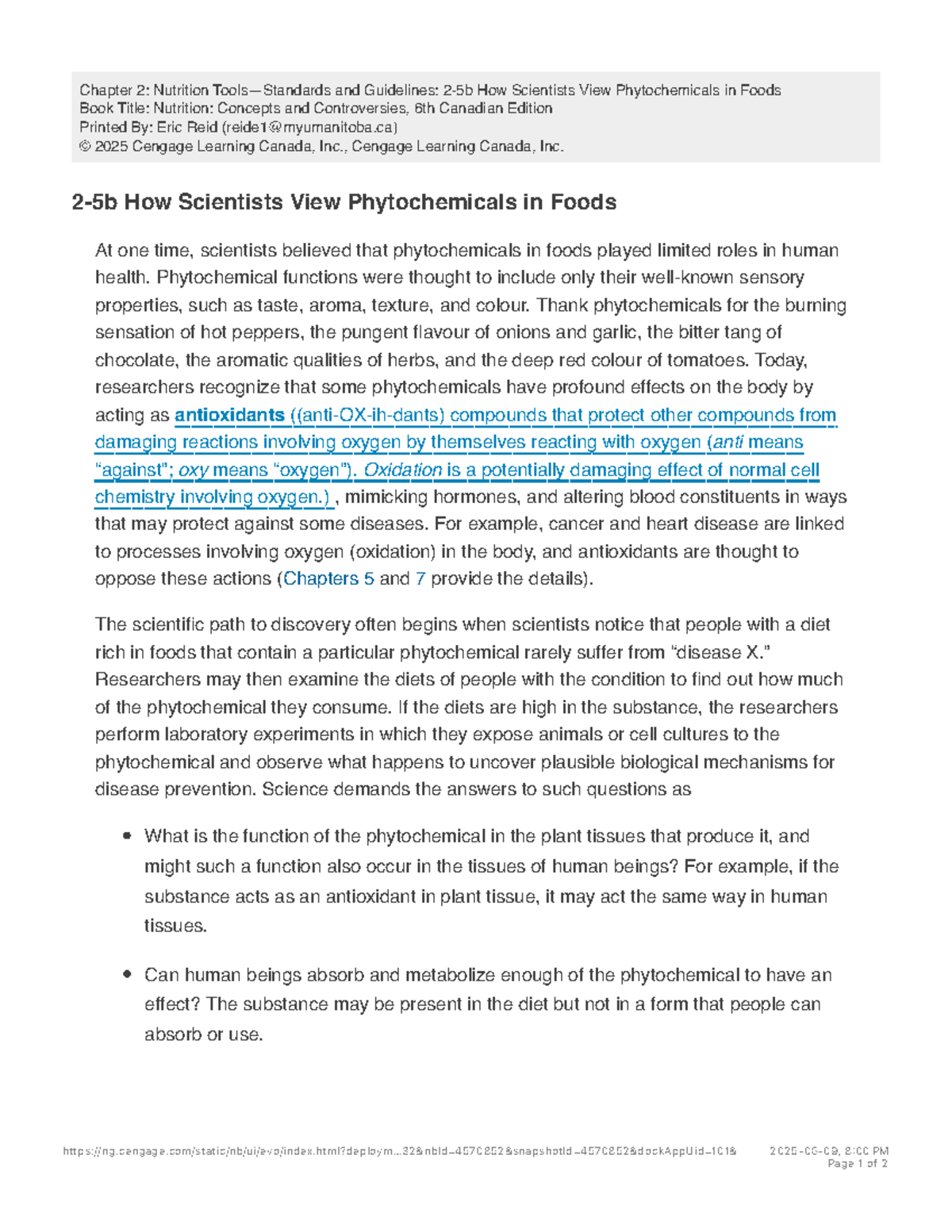 Nutrition Tools and Phytochemicals: Insights from Chapter 2 (NUTR 101 ...