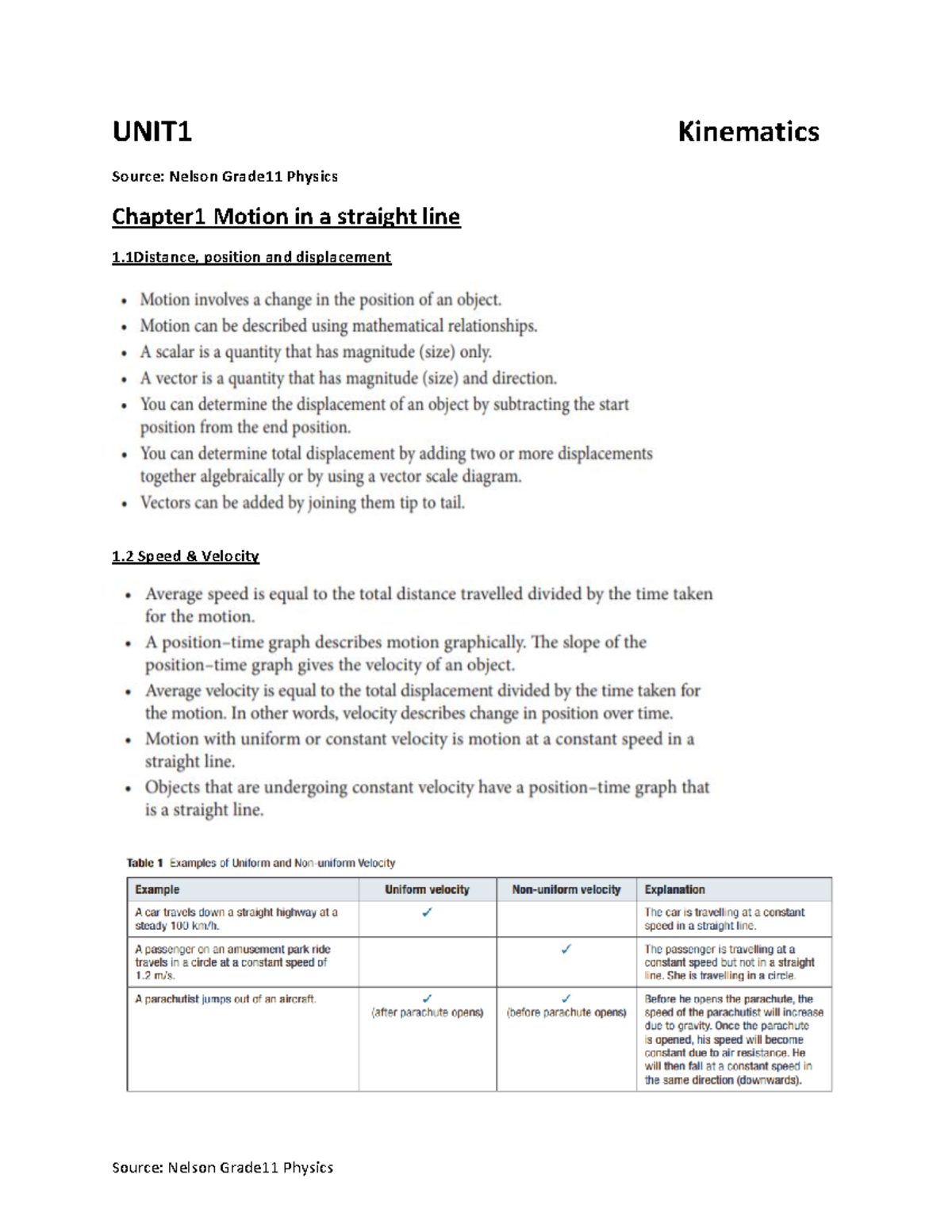 Physics 11: Kinematics - Motion in a Straight Line & Projectile Motion ...