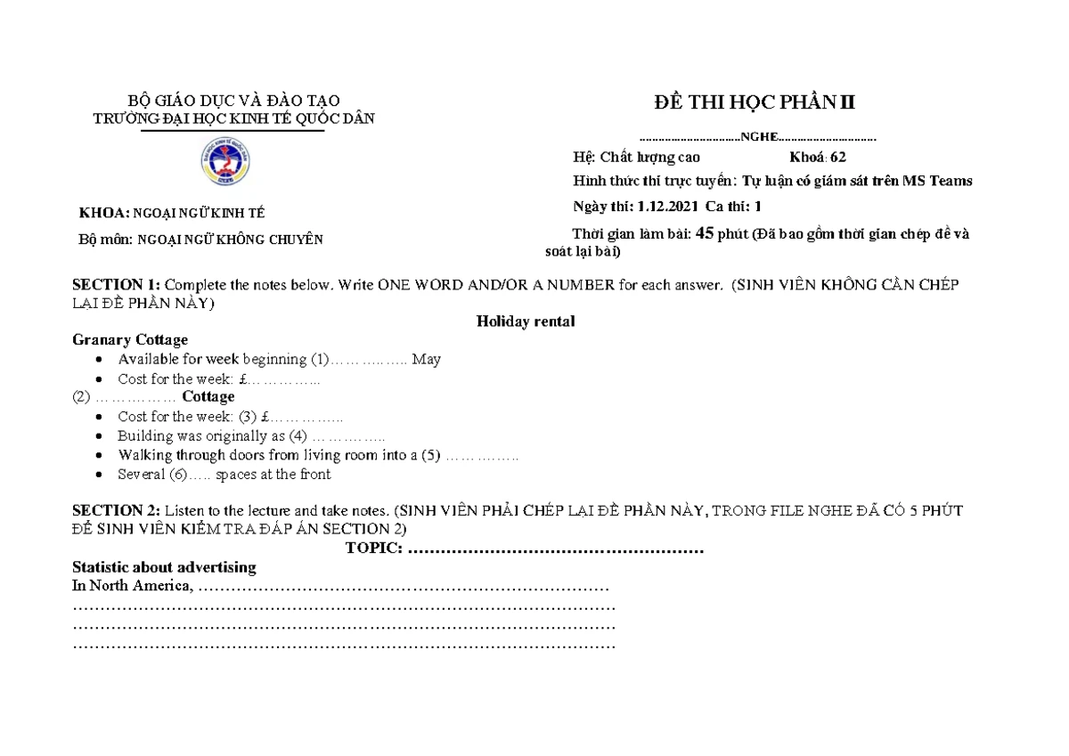 Listening Ielts 1 3 17 Section 1 Complete The Notes Below Write One
