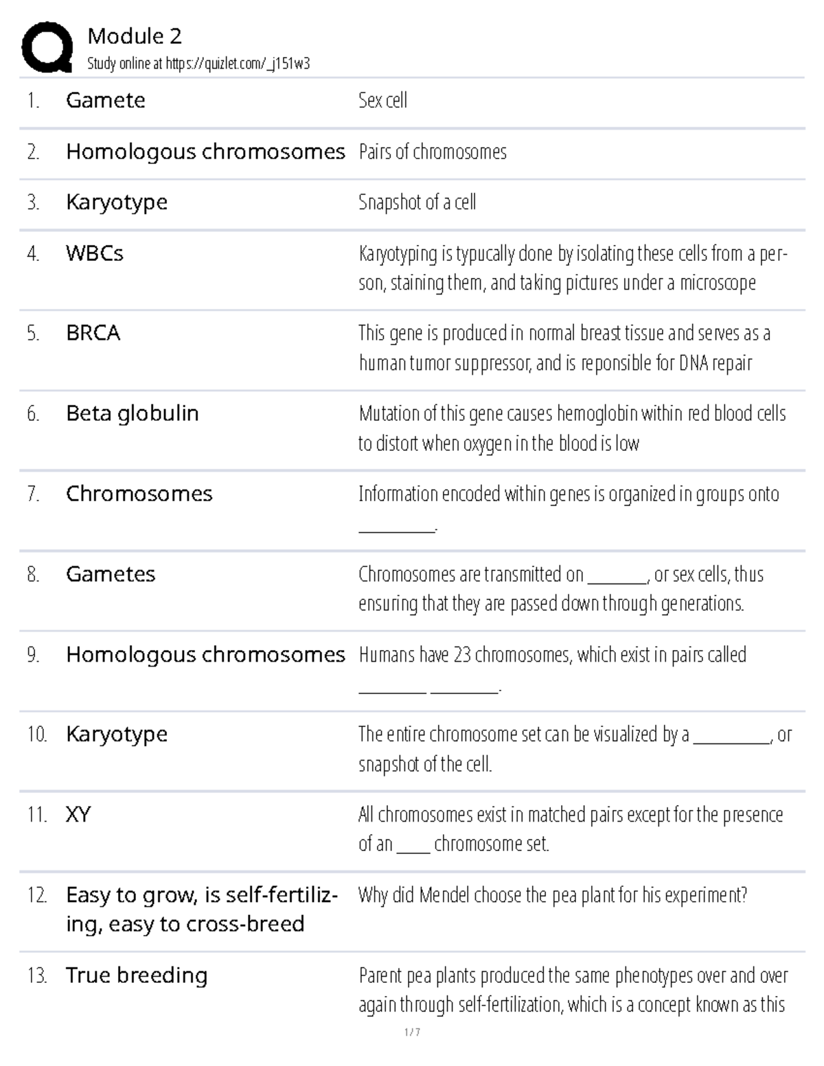 Module 2 Quizlet: Genetics, Chromosomes, and Mendelian Inheritance ...
