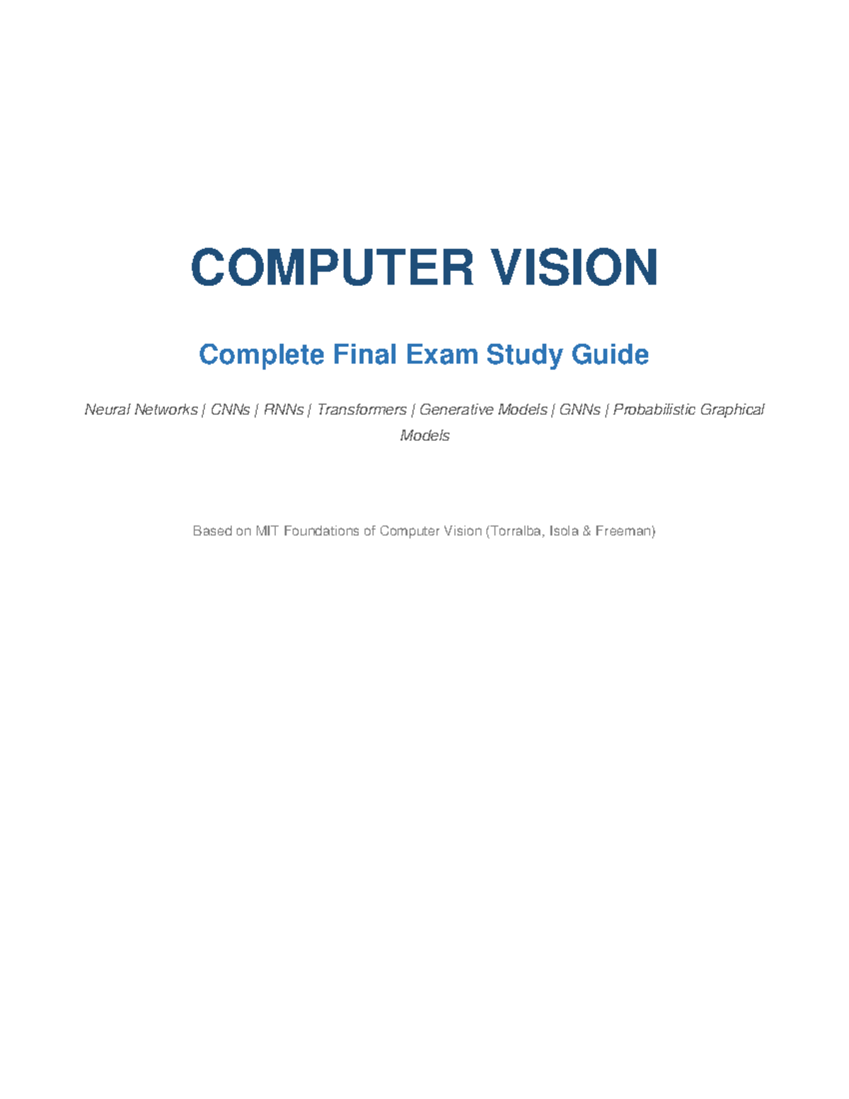 COMPUTER VISION 6.034 Complete Final Exam Study Guide - Studocu