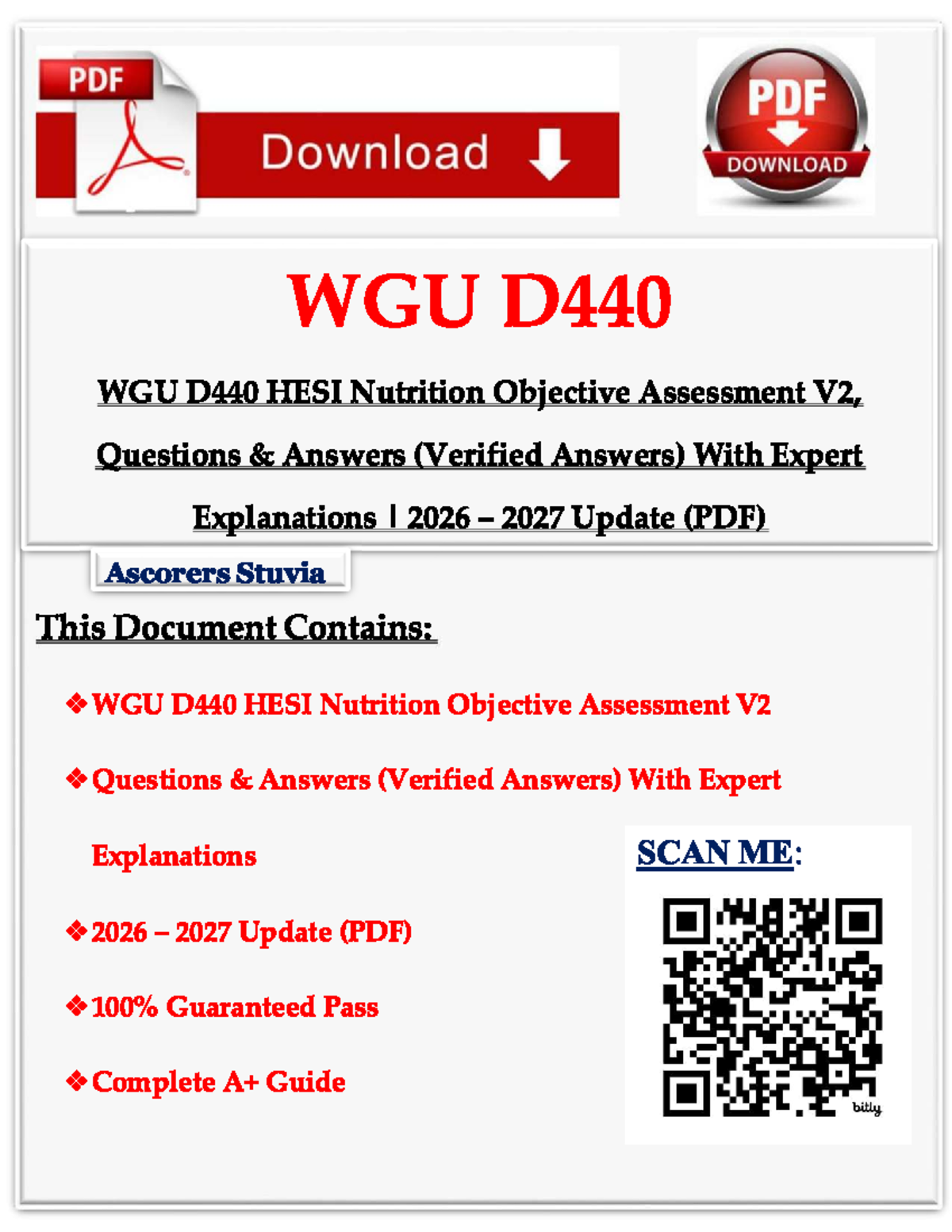 WGU D440 HESI Nutrition Objective Assessment V2, Questions & Answers ...