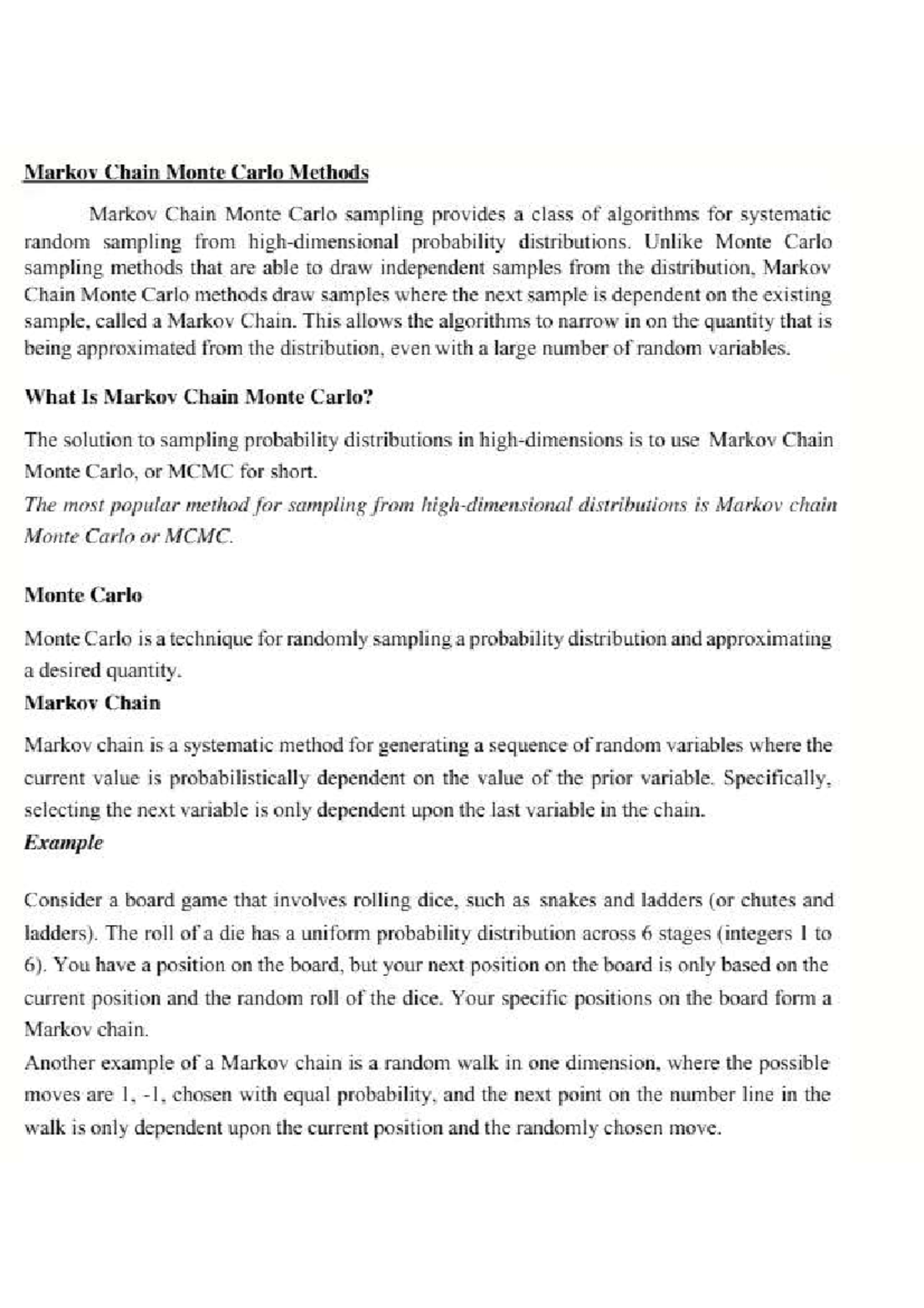 Unit 5 - Markov Chain Monte Carlo Methods Overview - Studocu