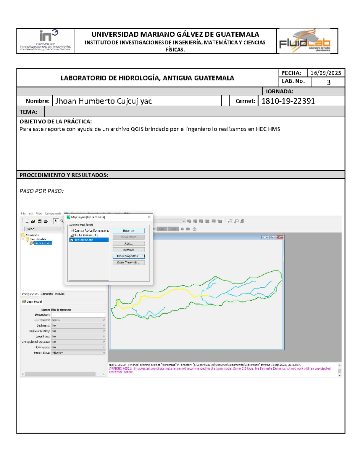 Lab hidro 3 - Reporte práctica 3 - UNIVERSIDAD MARIANO GÁLVEZ DE GUATEMALA INSTITUTO DE - Studocu