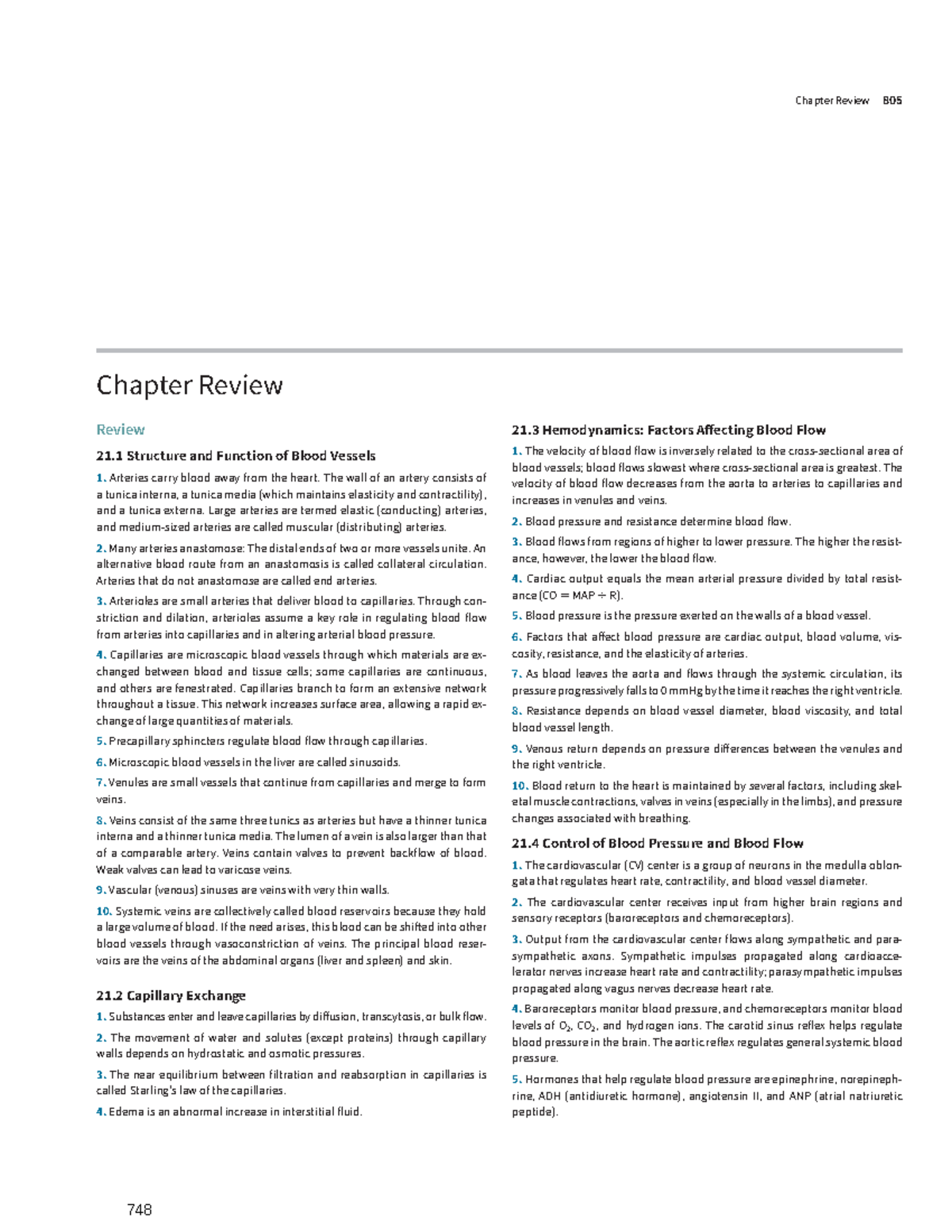 Unit 5 - Chapter Review: The Cardiovascular System (C21) - Studocu