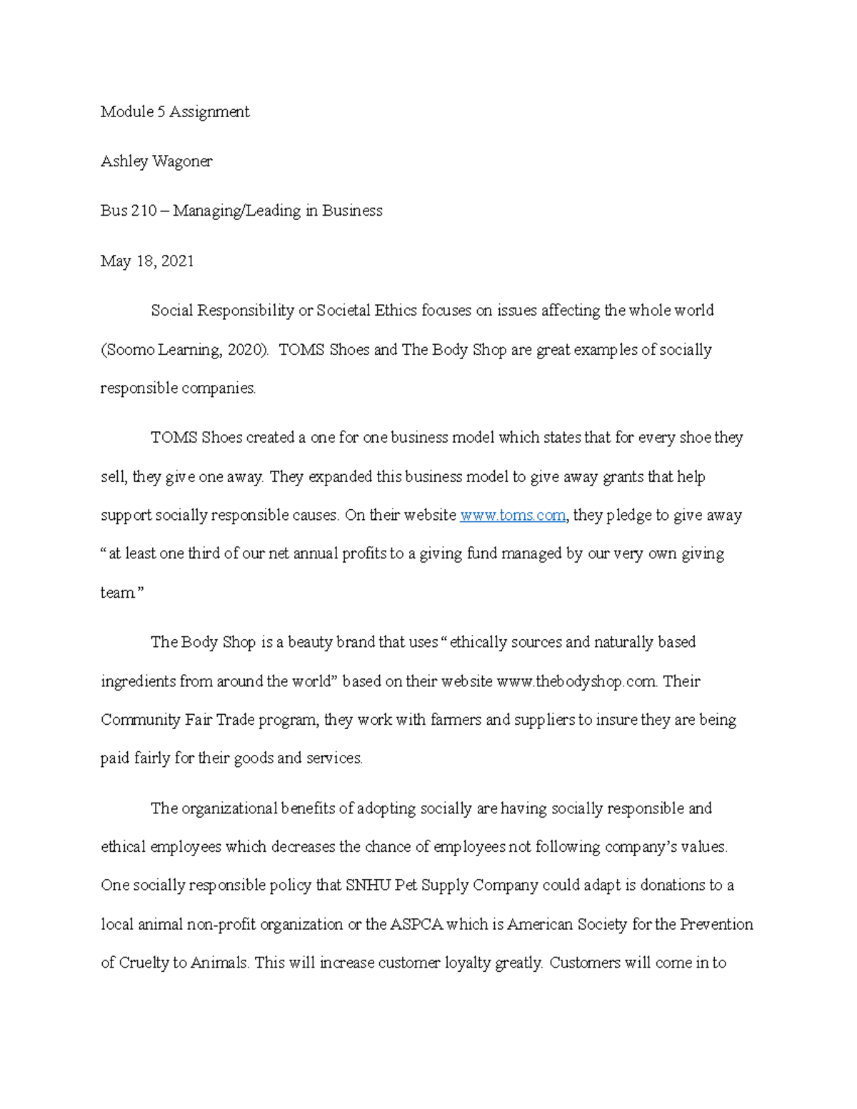 Module 5 Assignment Bus 210 - Module 5 Assignment Ashley Wagoner Bus ...