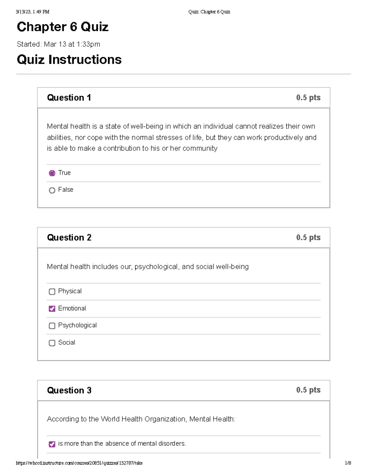 Quiz Chapter 6 Quiz - notes for health quiz - Chapter 6 Quiz Started ...