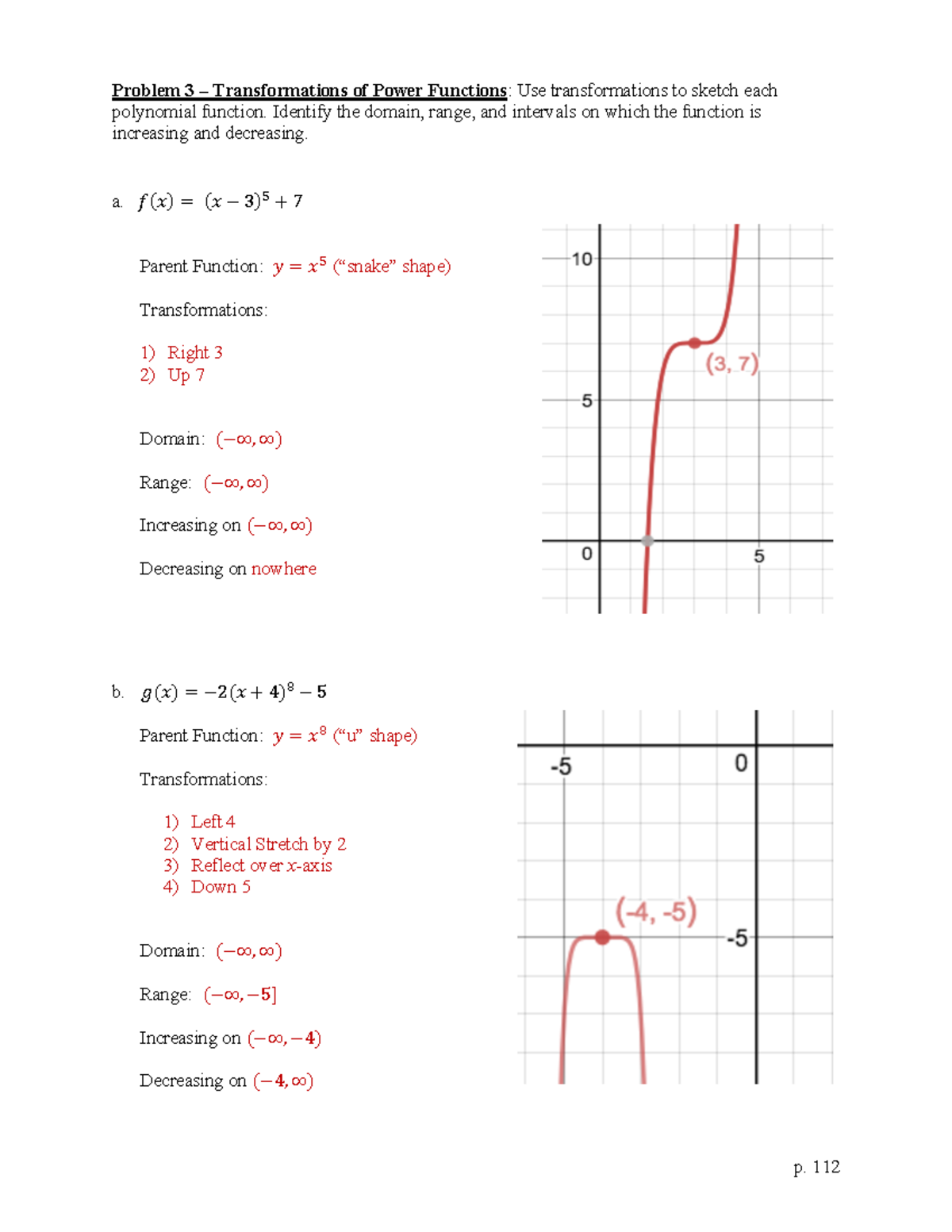 Transformations of Power Functions: Sketching and Analysis - Math 101 ...