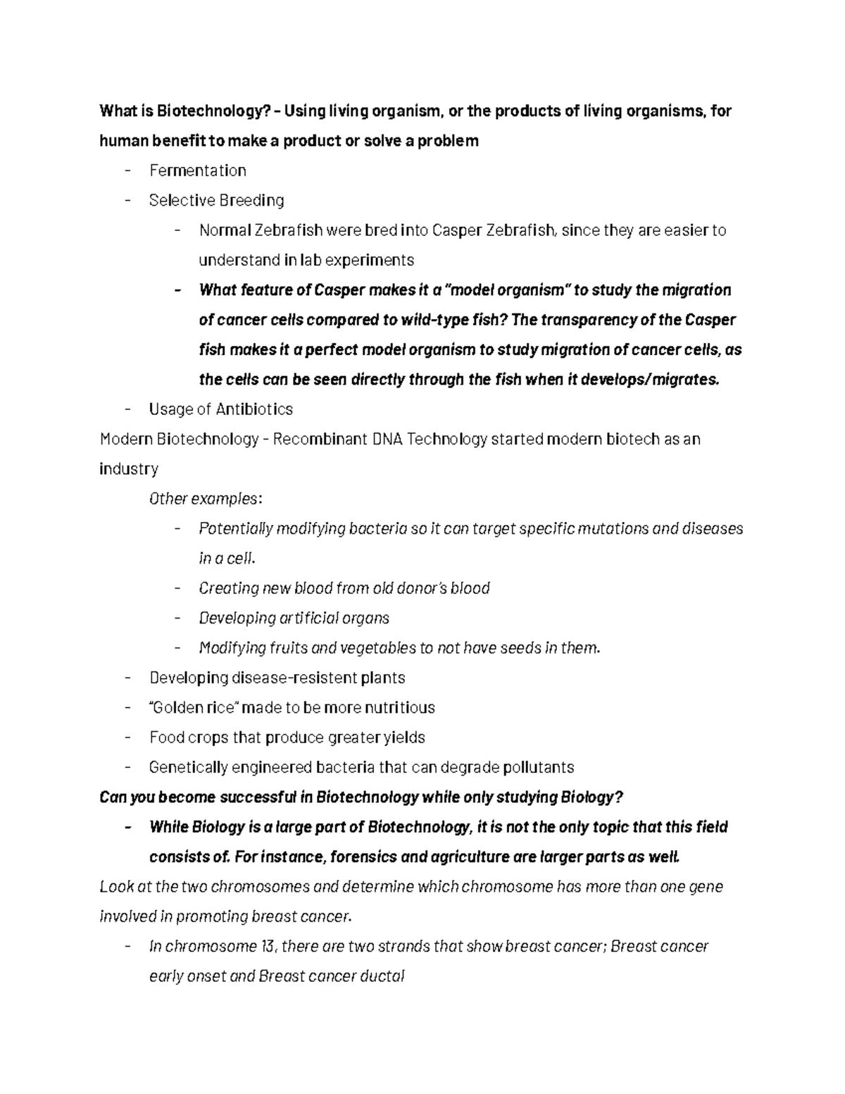 Introduction to Biotechnology: Concepts & Applications (BIO 101) - Studocu
