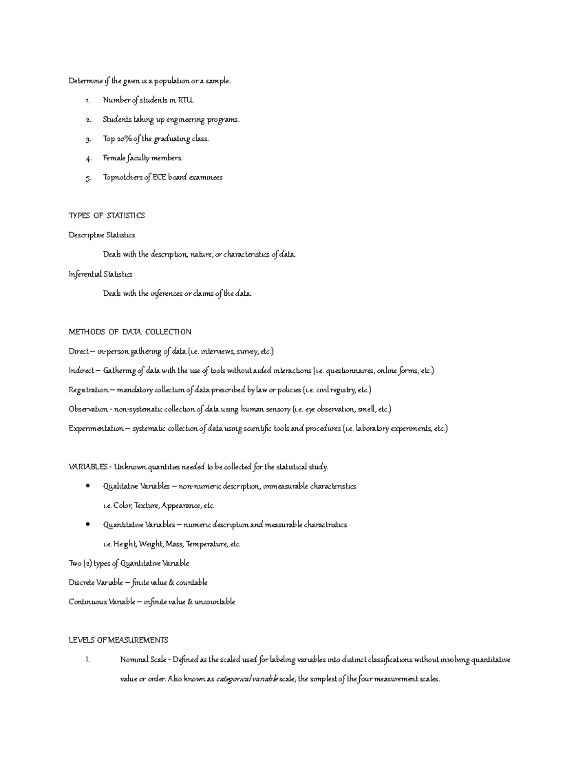 Edatopic 1 - engineering data analysis - Determine if the given is a ...