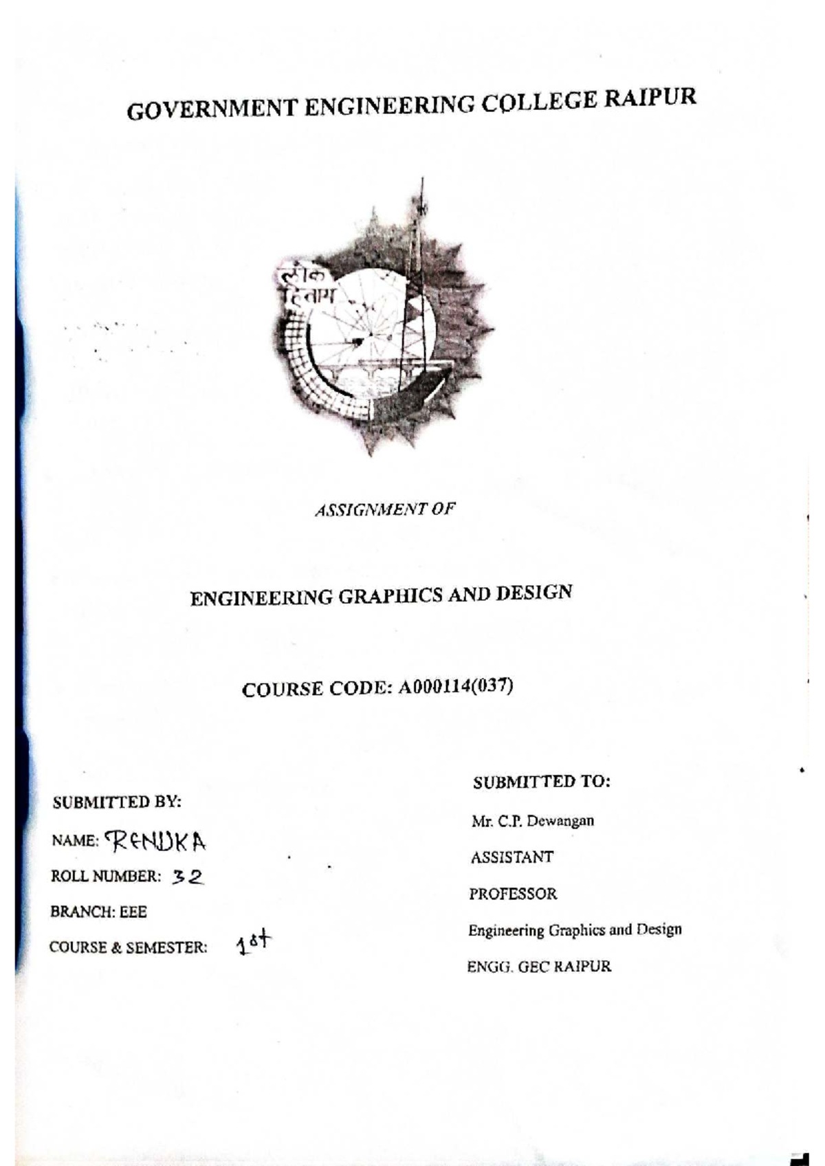 ENGG 101: Engineering Graphics & Design Assignment Overview - Studocu