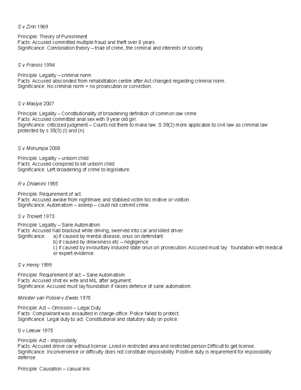 Criminal Law B: Elements of Crimes - Case Study Analysis - Studocu