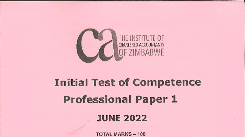 ITC 2022: Professional Paper 1 - Initial Test of Competence Exam ...