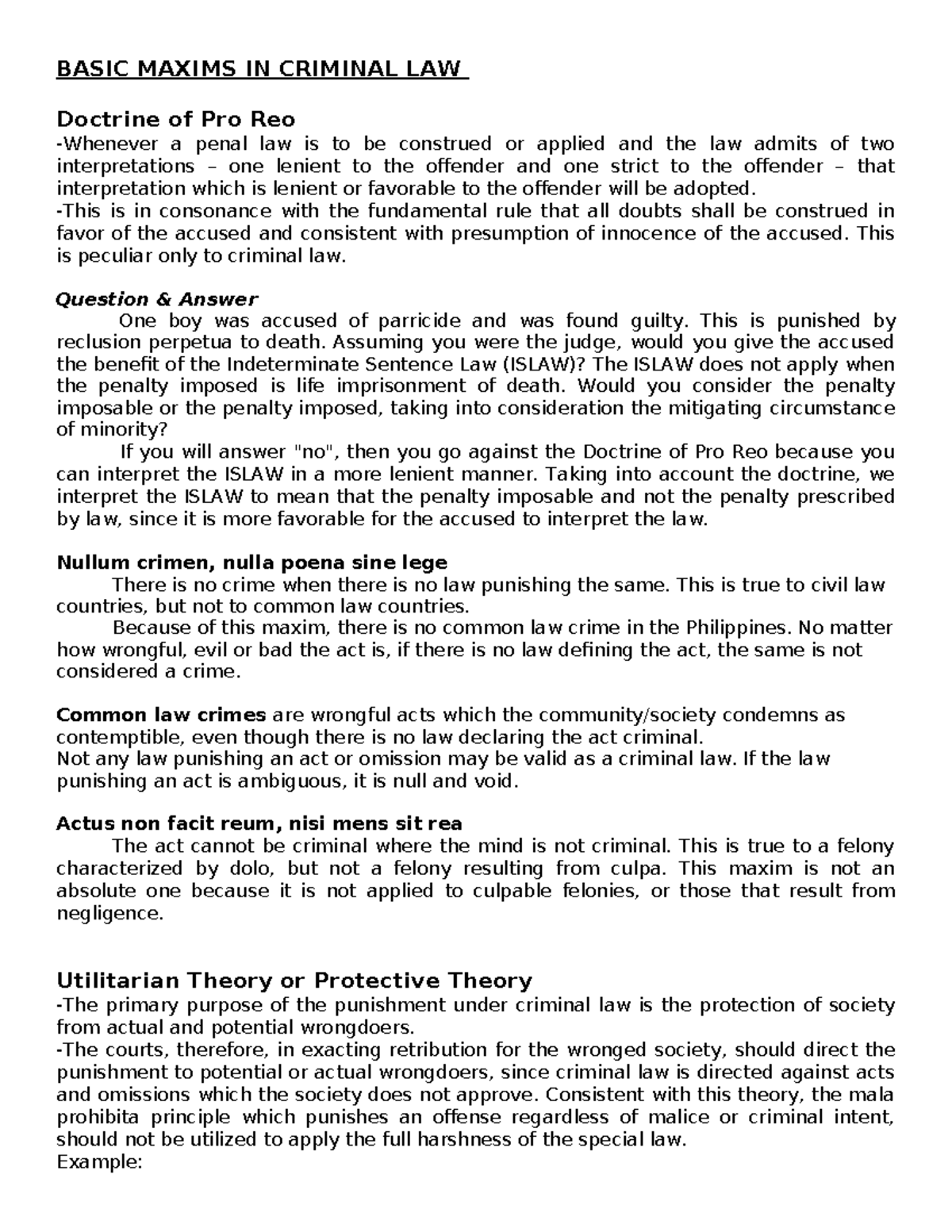 98184693 Basic Maxims in Criminal Law - BASIC MAXIMS IN CRIMINAL LAW ...