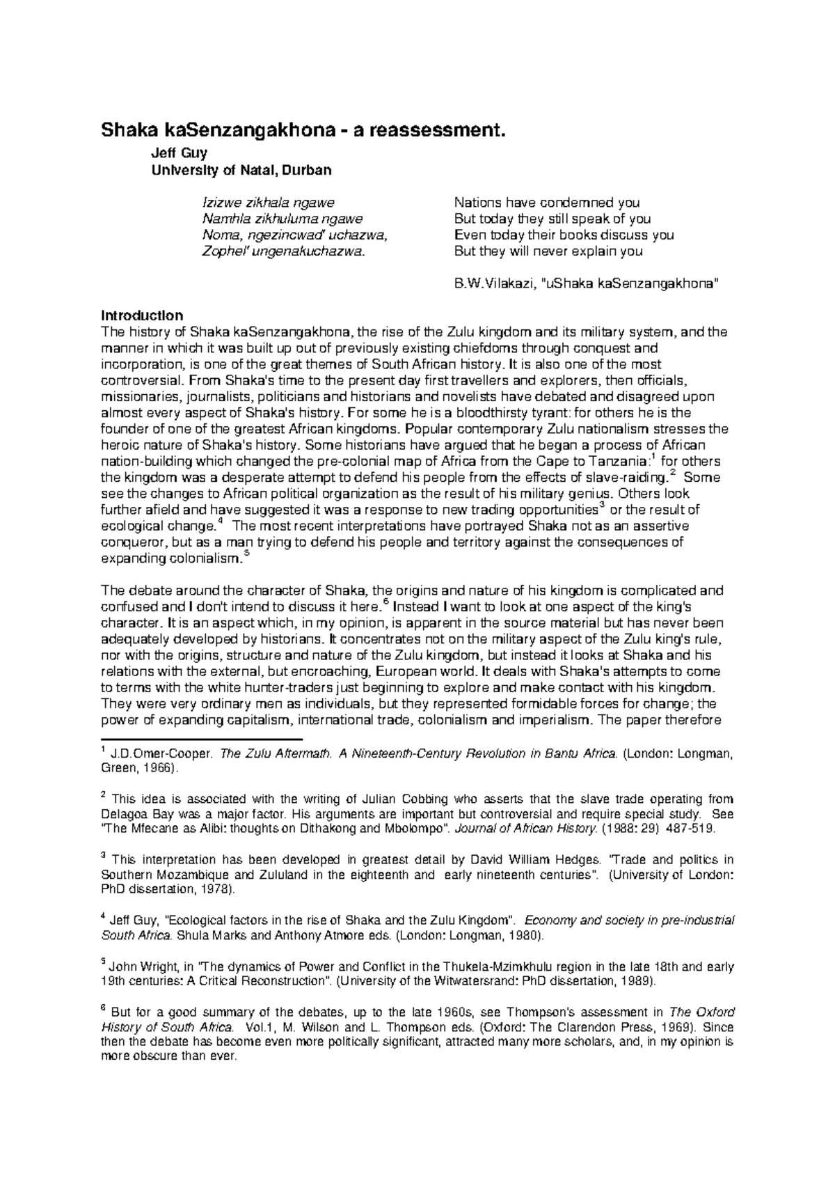 Guy - Shaka kaSenzangakhona: A reassessment of his legacy - Studocu