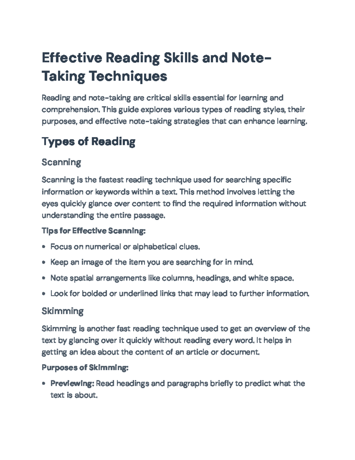 Effective Reading and Note-Taking Techniques for Academic Success ...