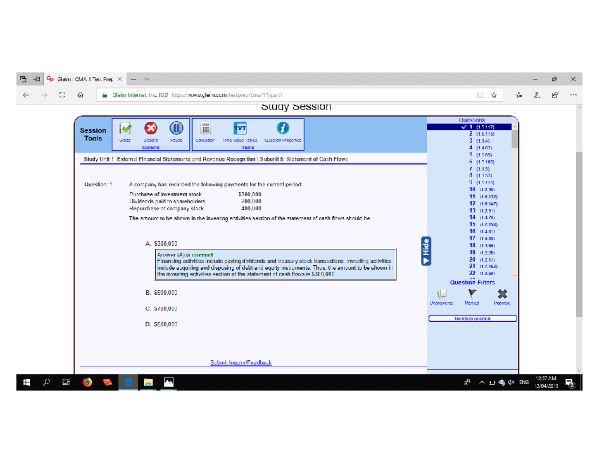 Gleim Q&A 2021: Unit 1 Study Guide for Exam Preparation - Studocu