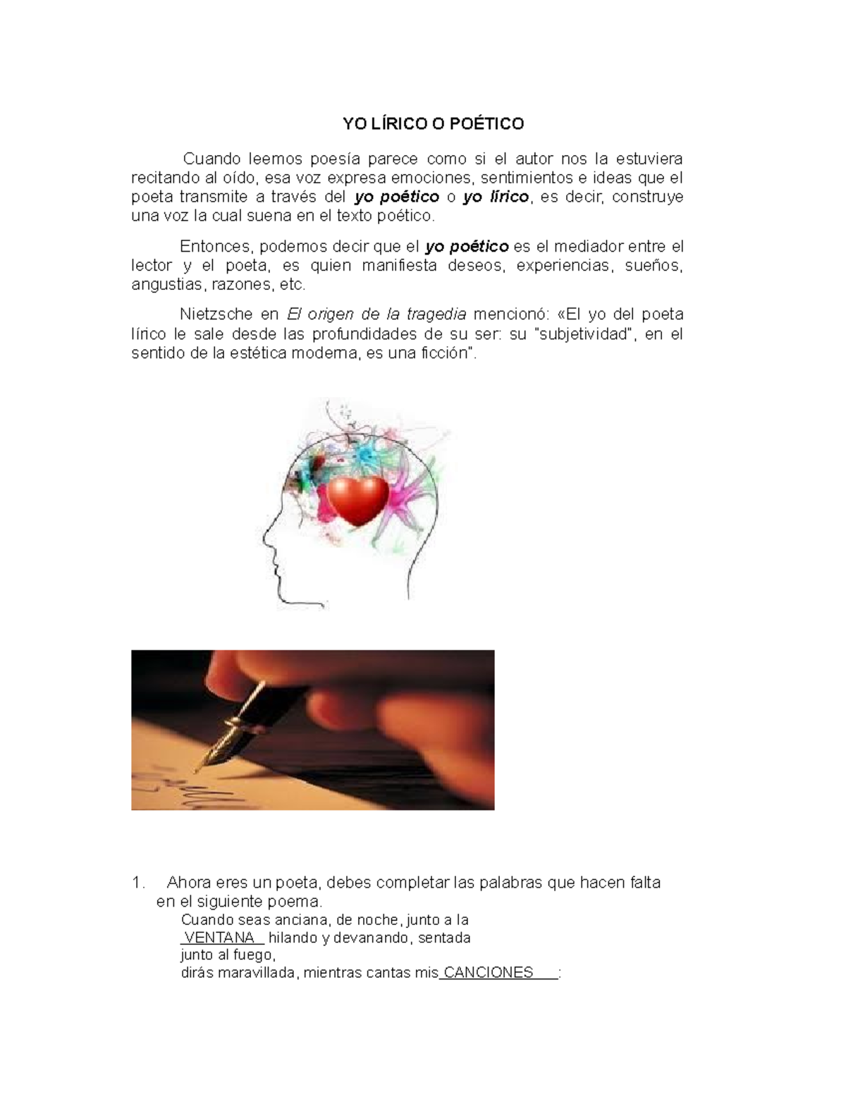 Ejemplos Claros de Poemas: YO LÍRICO y Análisis Poético c - Studocu